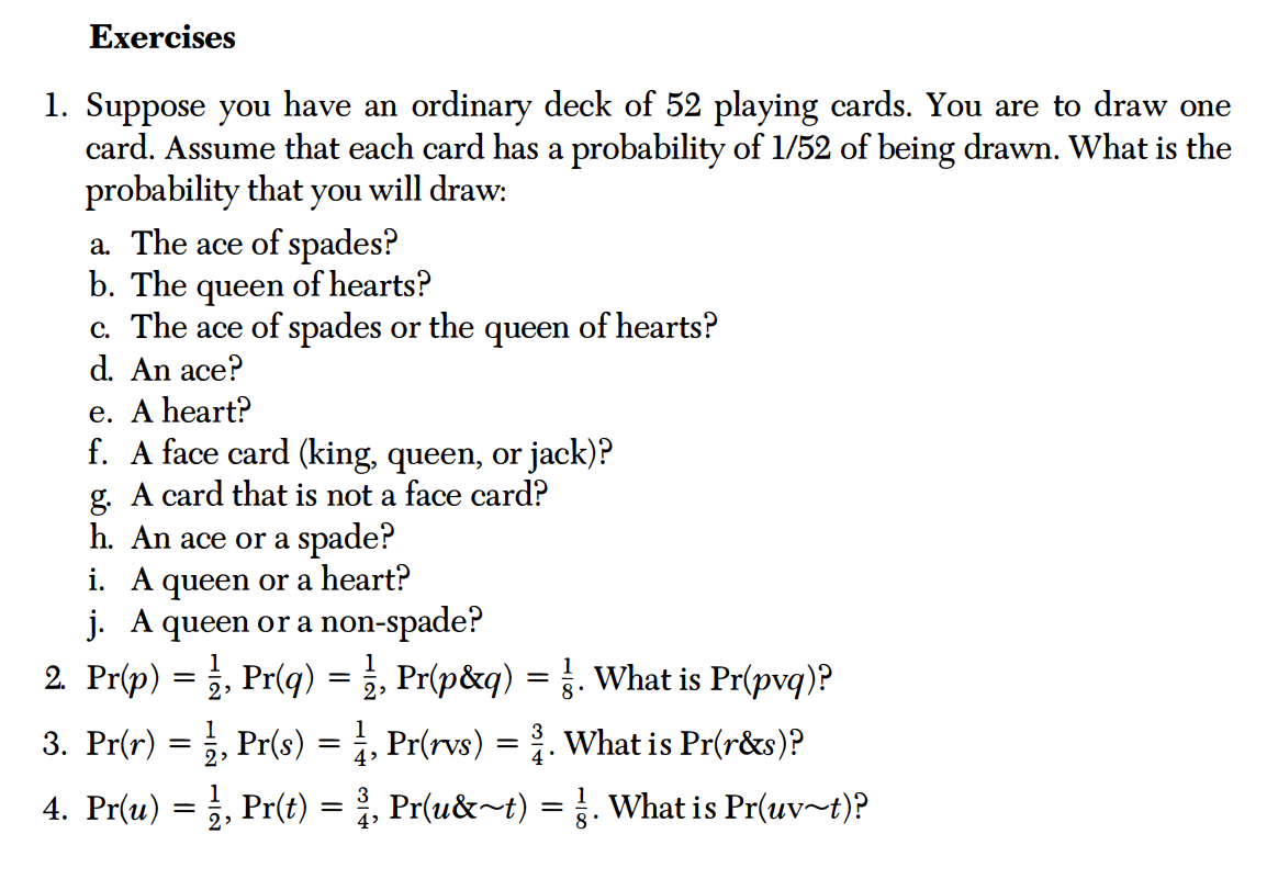 Solved Exercises 1. Suppose you have an ordinary deck of 52 | Chegg.com