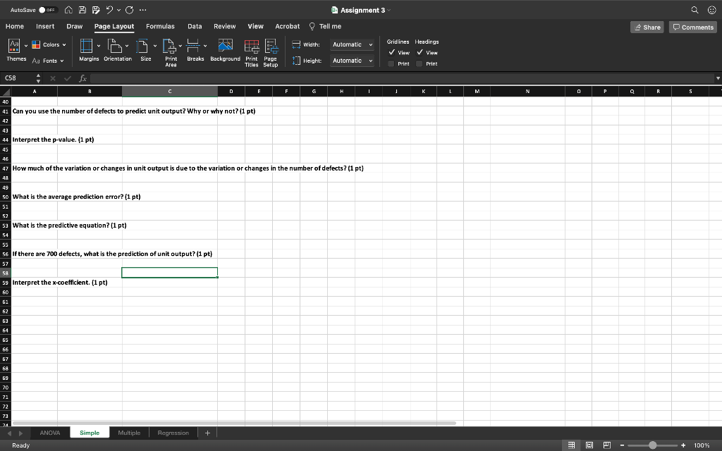 Solved AutoSave OF A APO ... Assignment 3 Home Insert Draw | Chegg.com