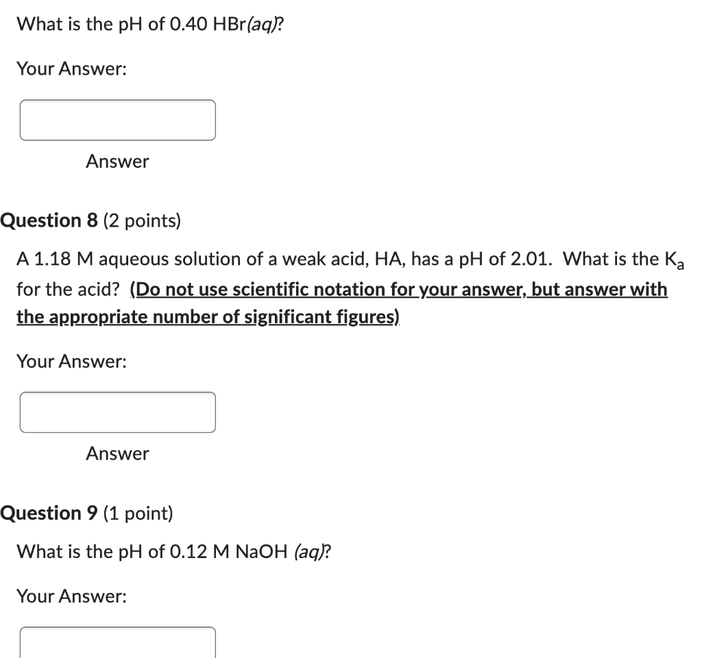 Solved A weak acid has a Ka =2.4×10−9. What is the pKb of | Chegg.com