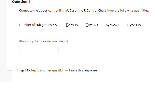 Solved Question 1 Compute the upper control limit (UCL) of | Chegg.com
