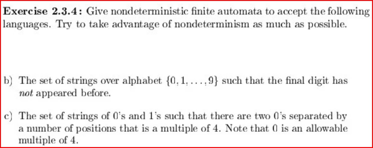 Exercise 2 3 4 Give Nondeterministic Finite Automata