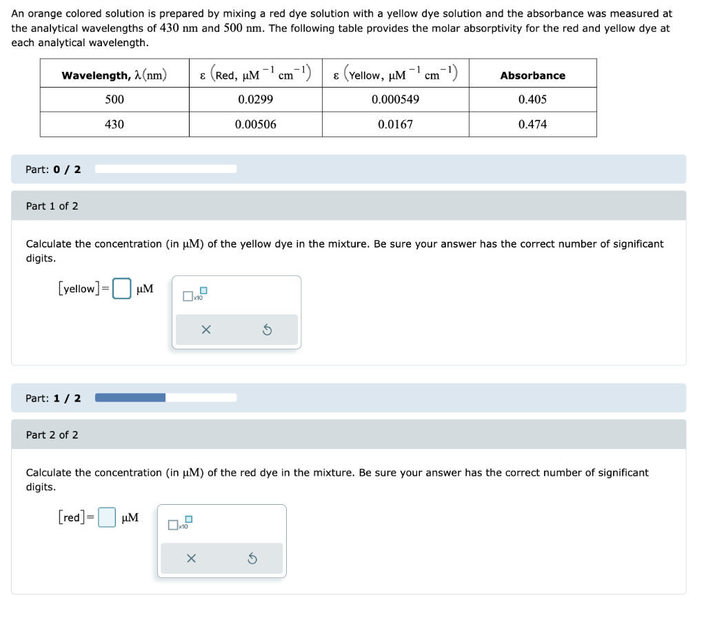 Solved An orange colored solution is prepared by mixing a | Chegg.com