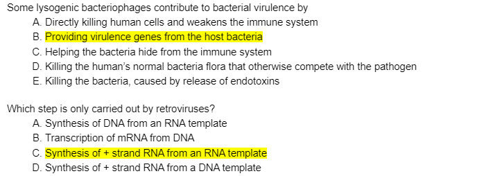 Solved Some lysogenic bacteriophages contribute to bacterial | Chegg.com