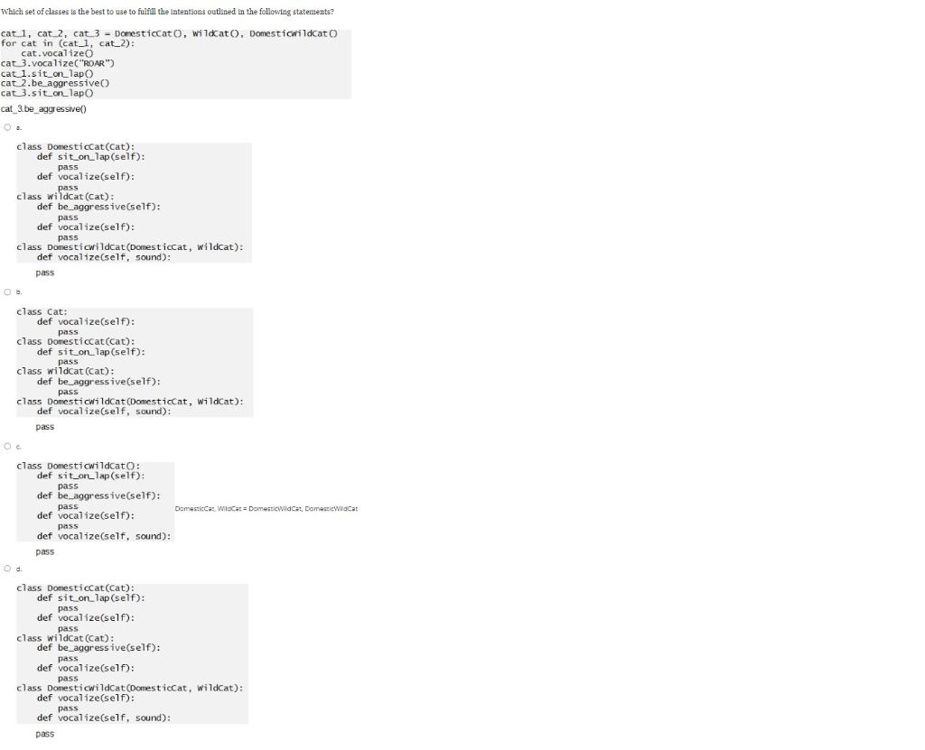 Solved Which set of classes is the best to use to fulf⿴l the | Chegg.com