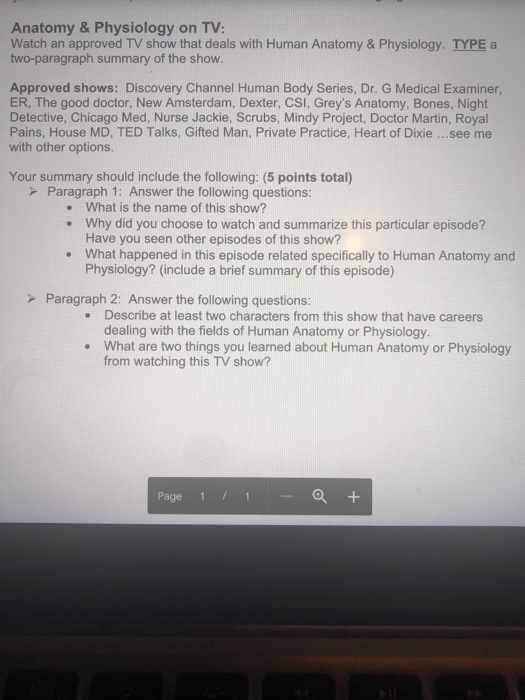 Anatomy & Physiology on TV: Watch an approved TV show | Chegg.com