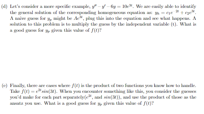 Solved (Undetermined Coefficients) Use the Method of | Chegg.com