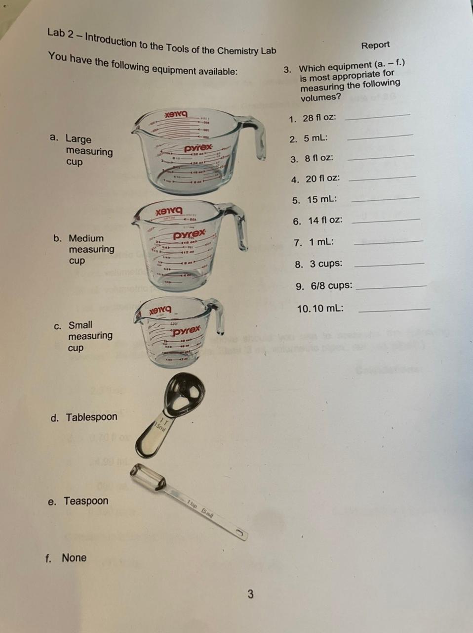Solved Lab 2 - Introduction to the Tools of the Chemistry | Chegg.com Solved Lab 2 - Introduction to the Tools of the Chemistry | Chegg.com