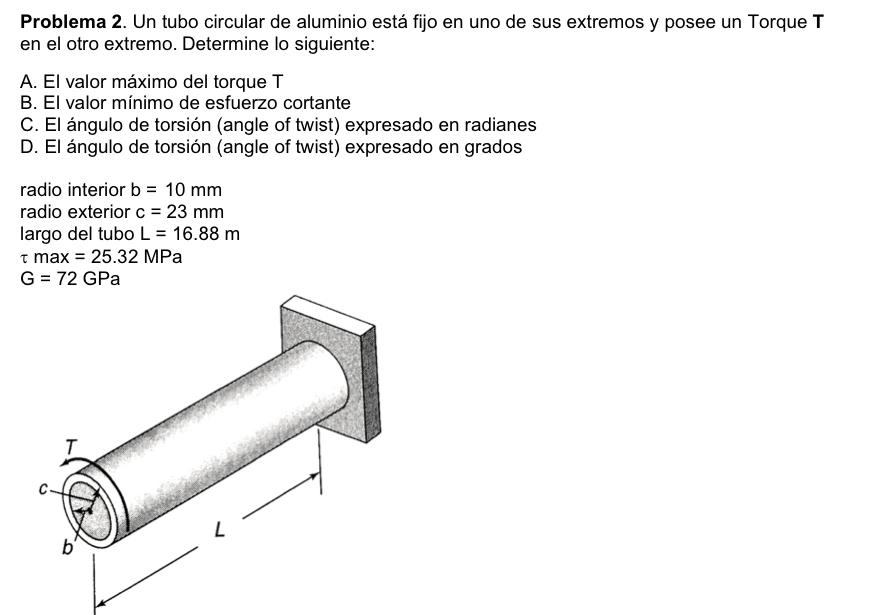 Solved A circular aluminum tube is fixed at one end and has | Chegg.com