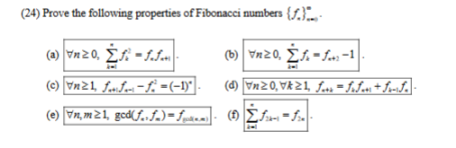 Solved (24) Prove the following properties of Fibonacci | Chegg.com