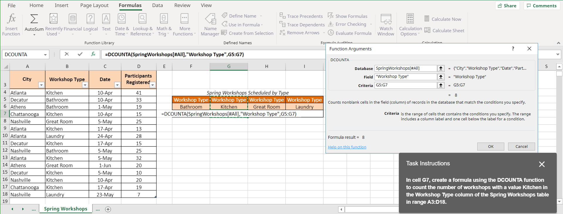 How is this wrong? "In cell G7 create a formula | Chegg.com