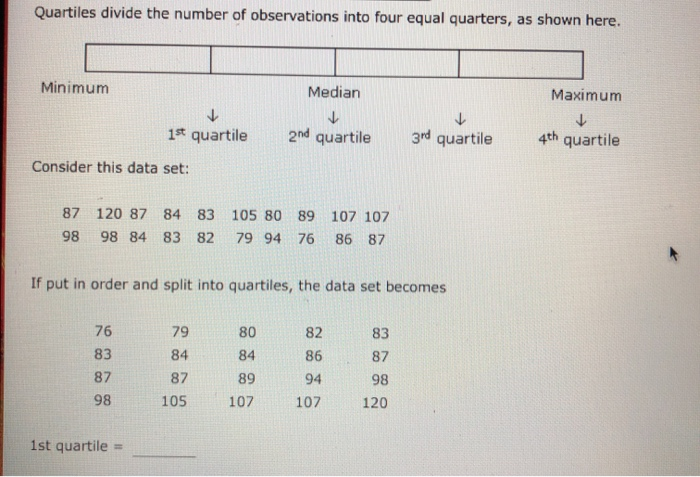 Solved Quartiles divide the number of observations into four | Chegg.com
