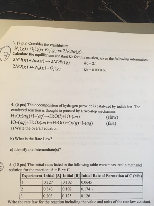 Solved 3. (7 pts) Consider the equilibrium: N2(g) + O2(g) + | Chegg.com