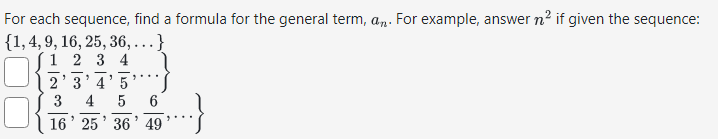 Solved For each sequence, find a formula for the general | Chegg.com