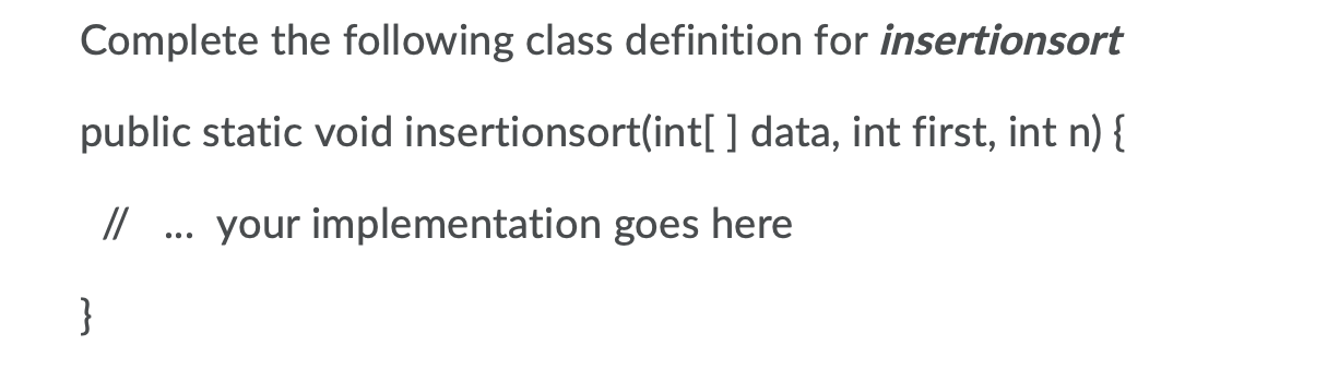 Solved Complete the following class definition for | Chegg.com