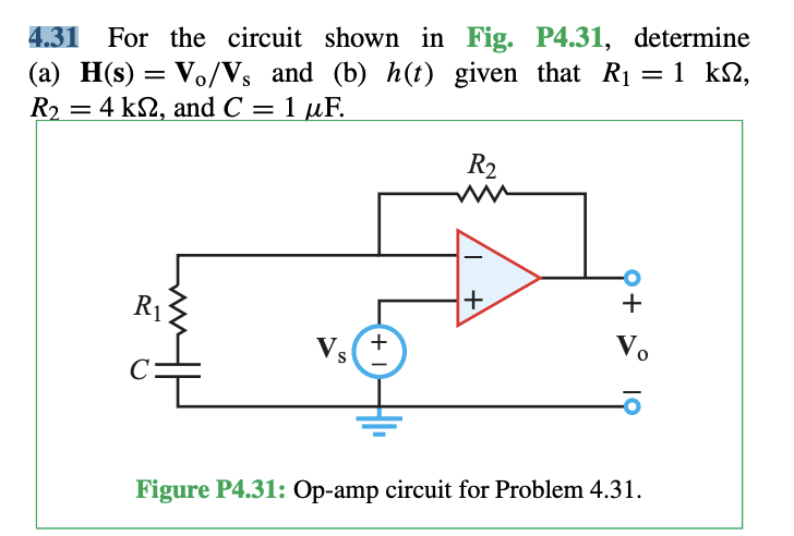 Solved 4.31 For the circuit shown in Fig. P4.31, determine | Chegg.com