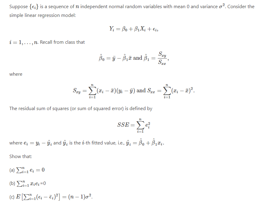 Solved Suppose {ϵi} is a sequence of n independent normal | Chegg.com