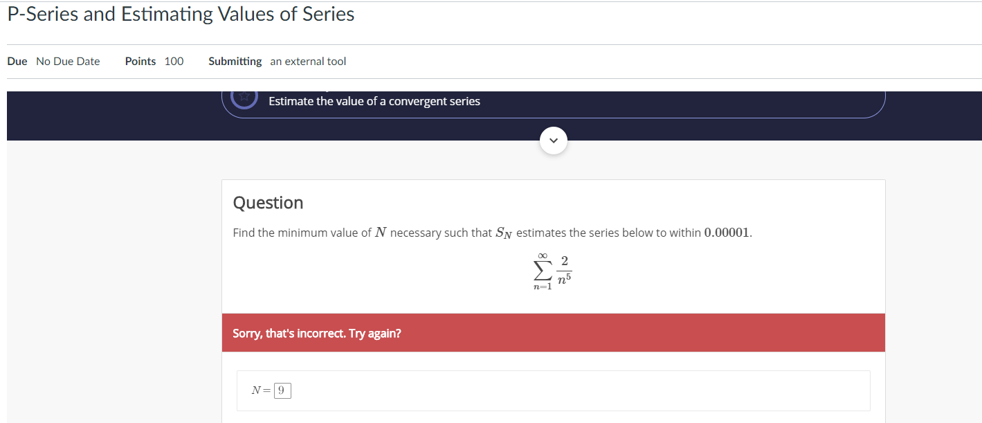 Solved P-Series and Estimating Values of Series Due No Due | Chegg.com