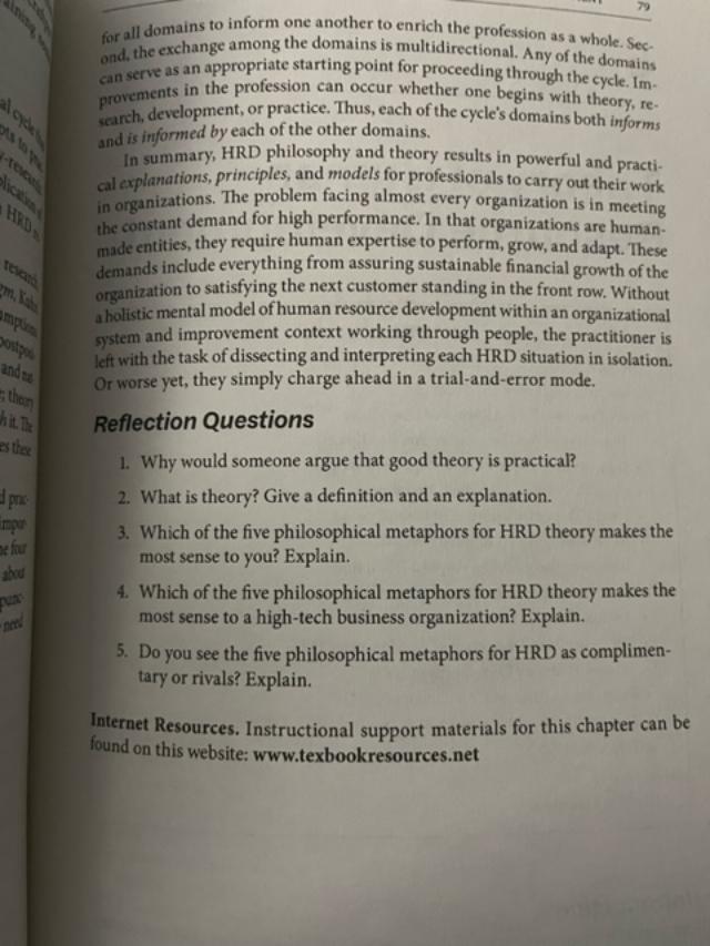 Solved Swanson, R. A. (2022). Foundations of human resource | Chegg.com