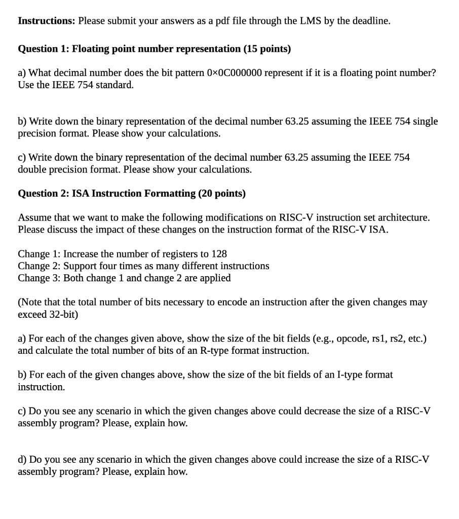 Solved Instructions: Please submit your answers as a pdf | Chegg.com
