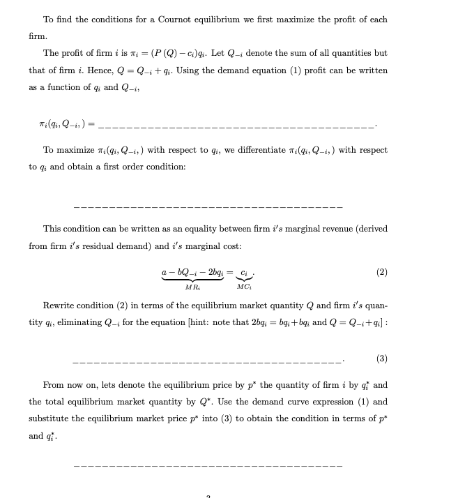 Solved Part II: A general asymmetric Cournot model The goal | Chegg.com