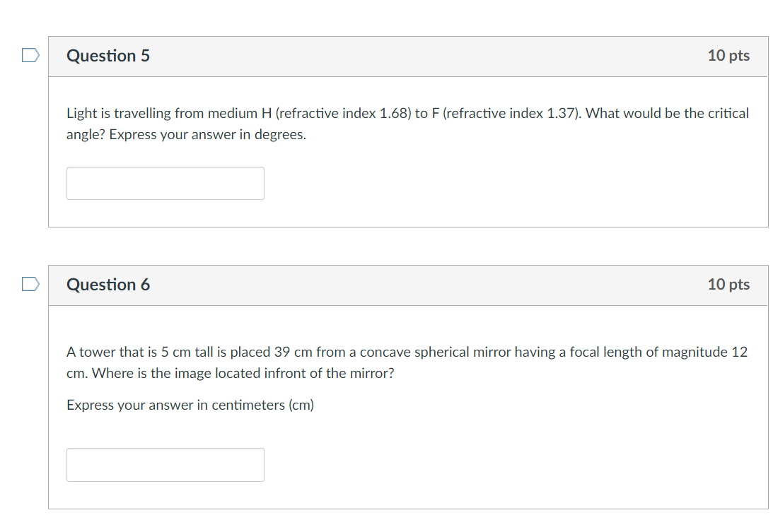 Solved Question 5 10 pts Light is travelling from medium H | Chegg.com