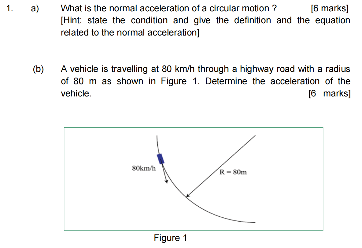 Solved a) What is the normal acceleration of a circular | Chegg.com