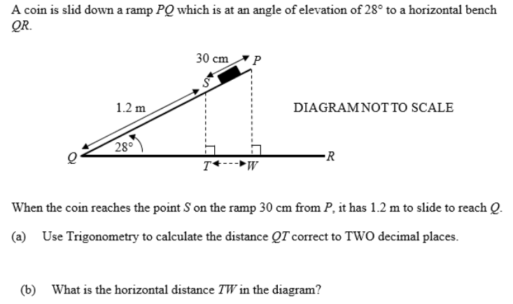 Solved A coin is slid down a ramp PQ which is at an angle of | Chegg.com