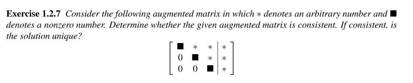 Solved Exercise 1.2.7 Consider the following augmented | Chegg.com