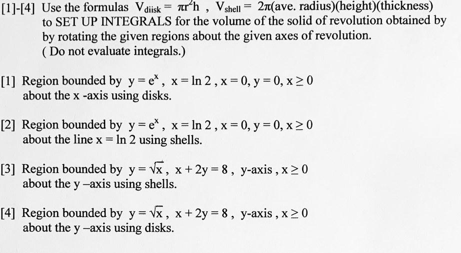Solved SET UP INTEGRALS FOR VOLUME OF THE SOLID OF | Chegg.com
