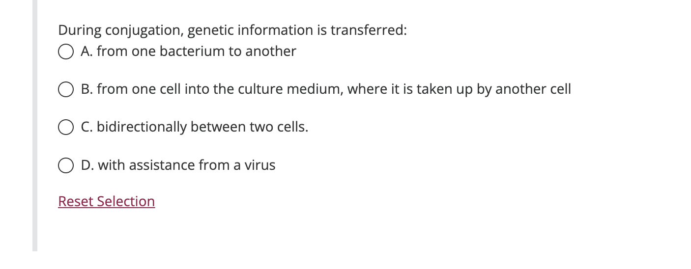 Solved During conjugation, genetic information is | Chegg.com