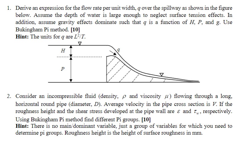 Solved 1. Derive an expression for the flow rate per unit | Chegg.com