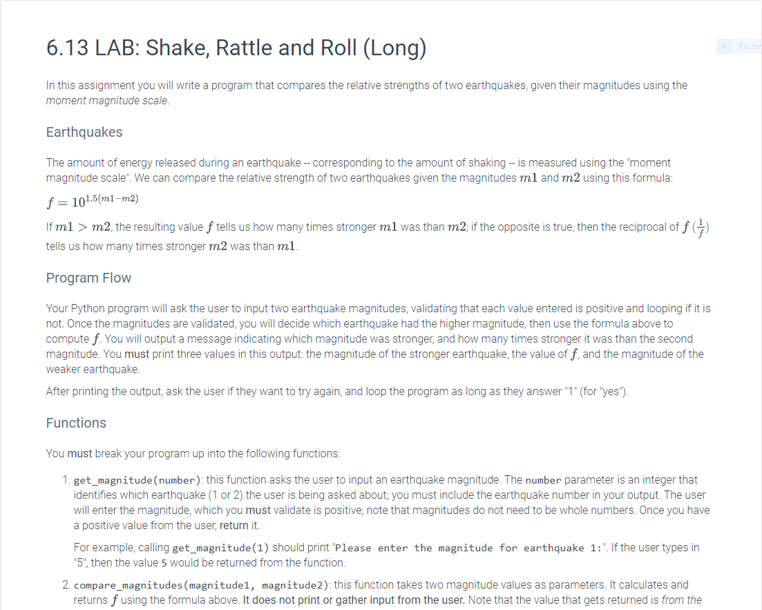 Solved 6.13 LAB: Shake, Rattle and Roll (Long) Rectal In | Chegg.com