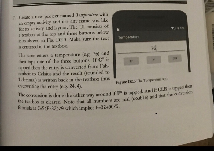 Solved 7. Create a new project named Temperature with an | Chegg.com