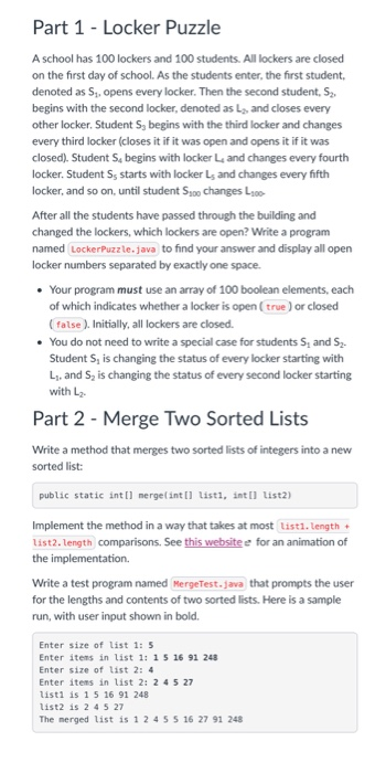 Solved Part 1 - Locker Puzzle A school has 100 lockers and | Chegg.com