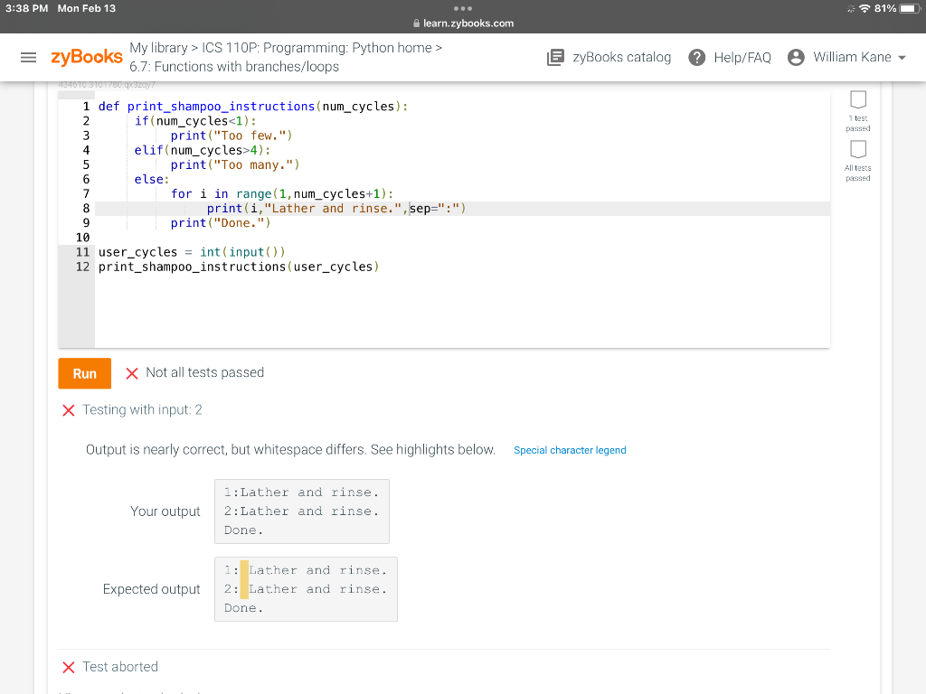 Solved 3:38 PM Mon Feb 13 learn.zybooks.com ≡ zyBooks | Chegg.com