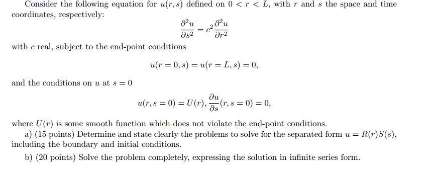 Solved Consider the following equation for ur, s) defined on | Chegg.com