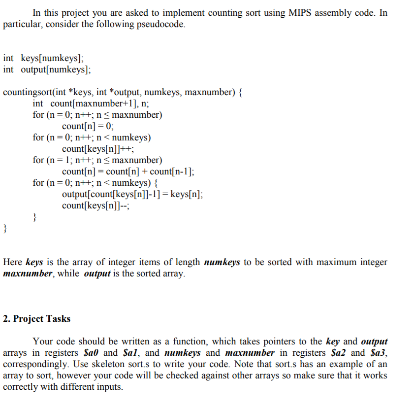 In this project you are asked to implement counting | Chegg.com