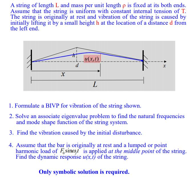 Solved A string of length L and mass per unit length p is | Chegg.com