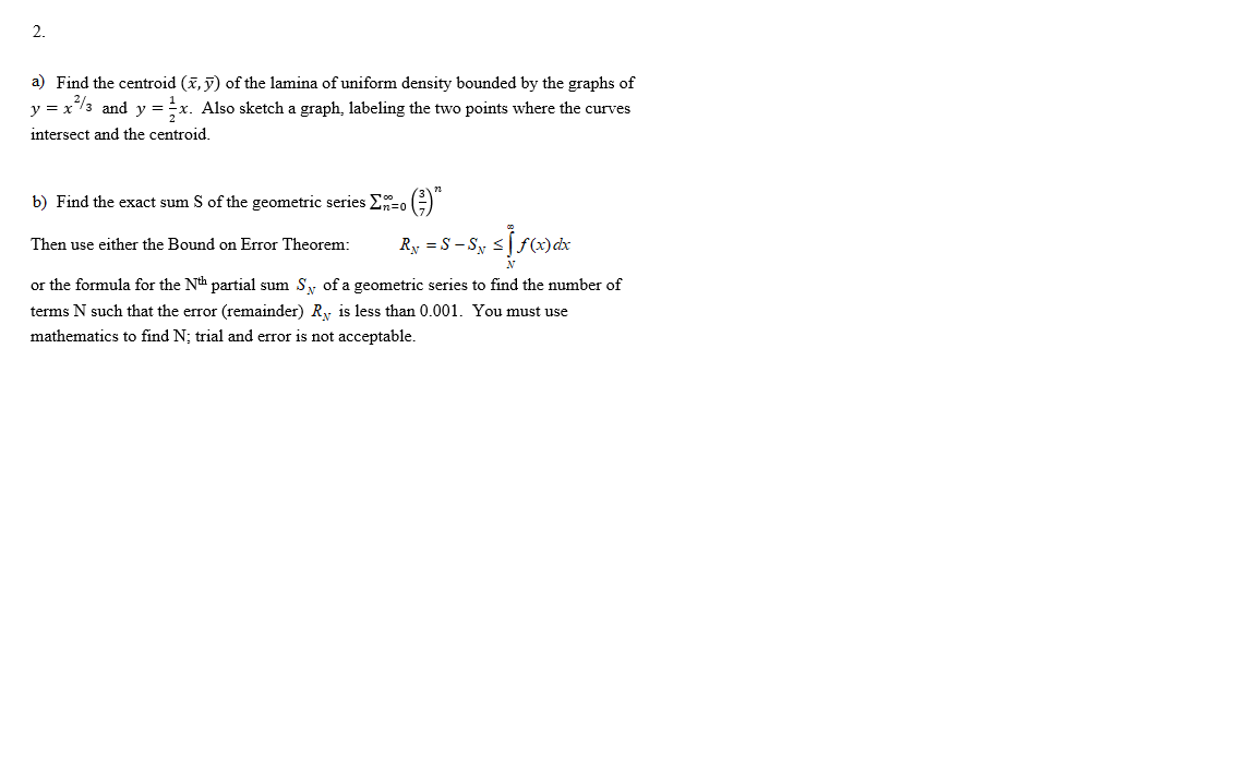 Solved a) Find the centroid (7,) of the lamina of uniform | Chegg.com