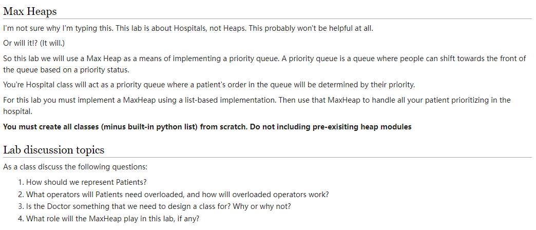 In this lab you will make a Hospital simulator. | Chegg.com