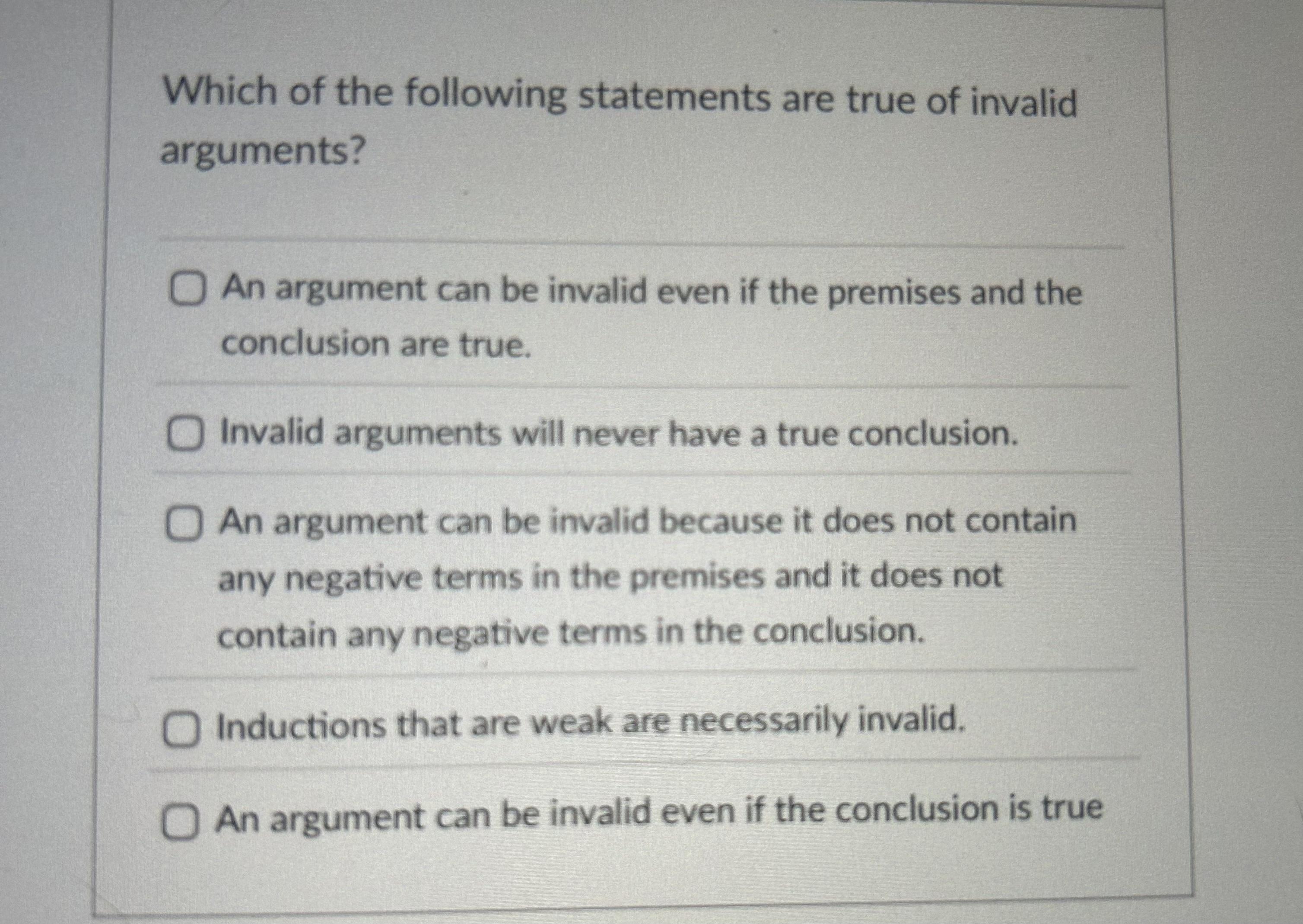 Solved Which of the following statements are true of invalid | Chegg.com