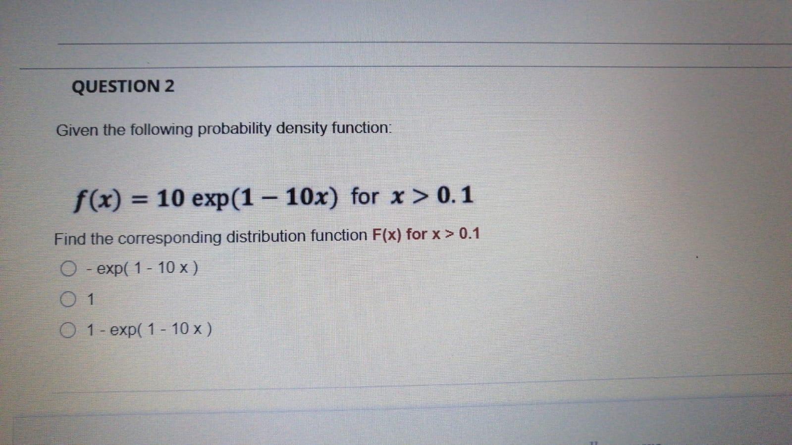 Solved QUESTION 2 Given the following probability density | Chegg.com