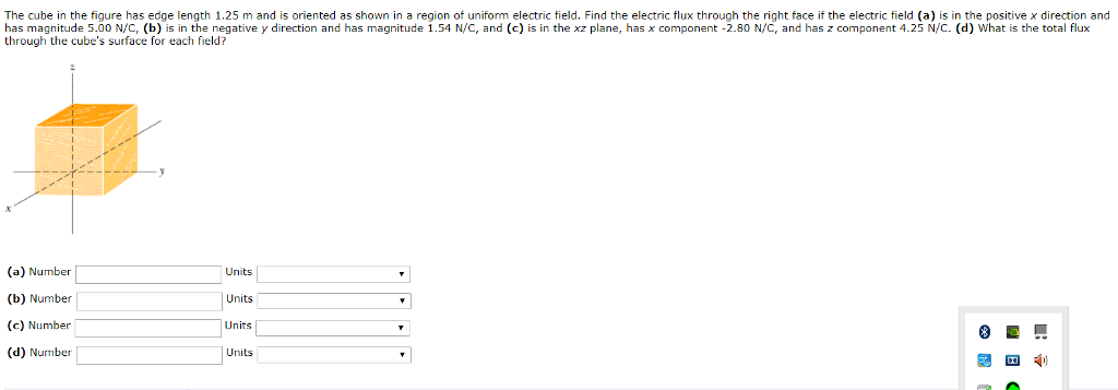 Solved The cube in the figure has edge length 1.25 m and is | Chegg.com