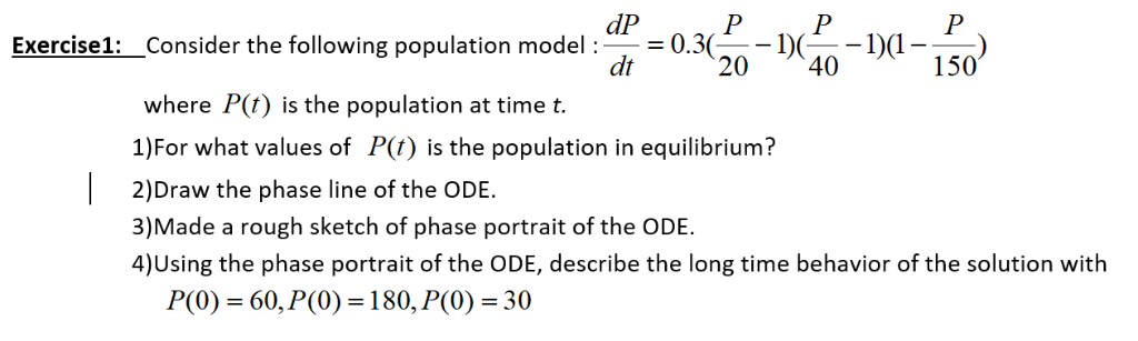 Solved dP Exercise!: Consider the following population model | Chegg.com