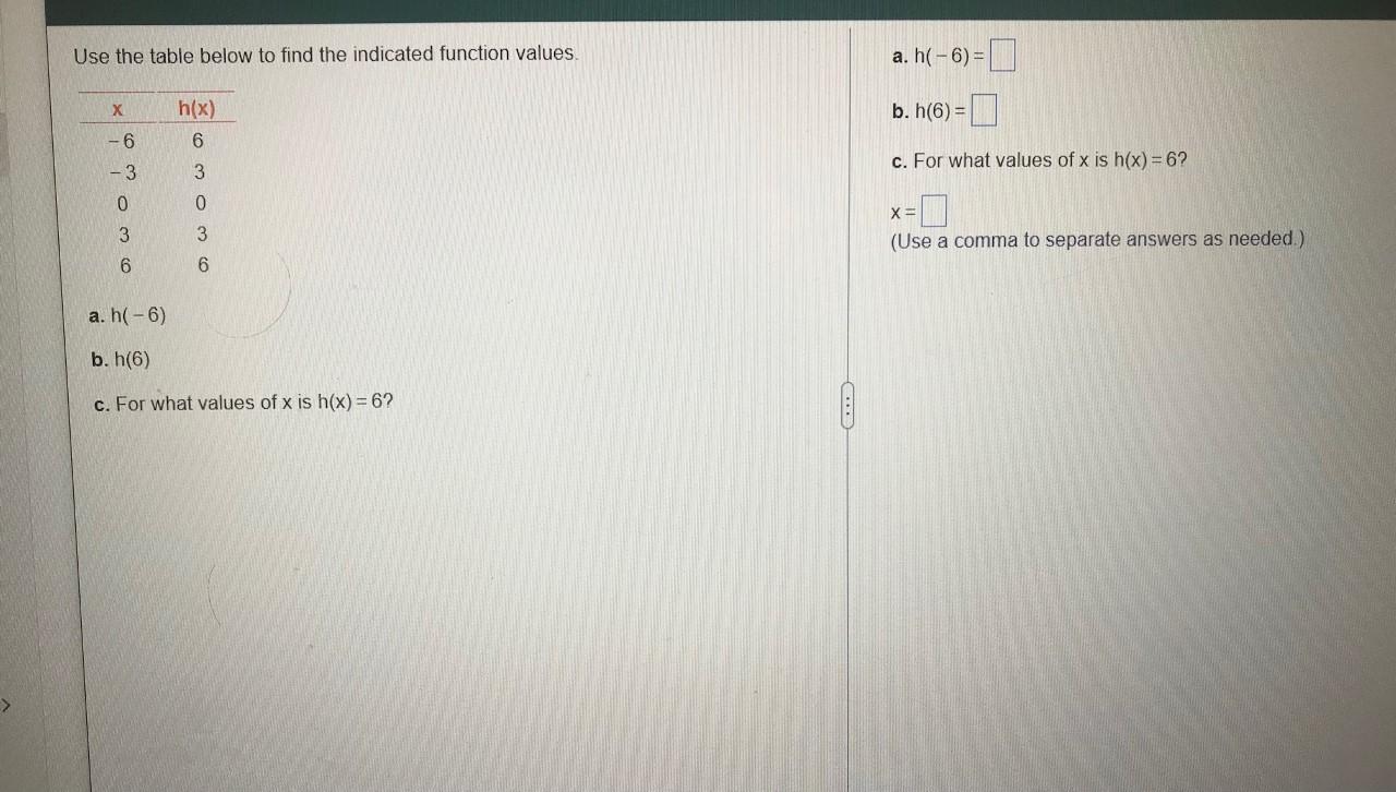 Solved Find the indicated function values. f(x) = (-x)3 | Chegg.com