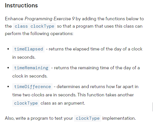Solved Clocktypeh File Class Clocktype Public 