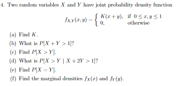 Solved Two random variables X and Y have joint probability | Chegg.com