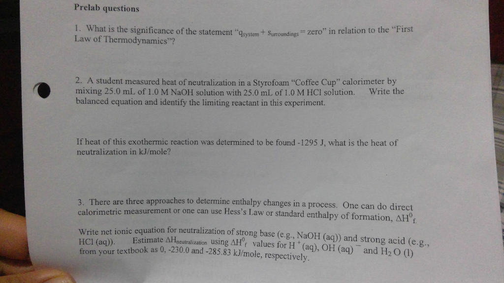 Solved Prelab questions 1. What is the significance of the | Chegg.com