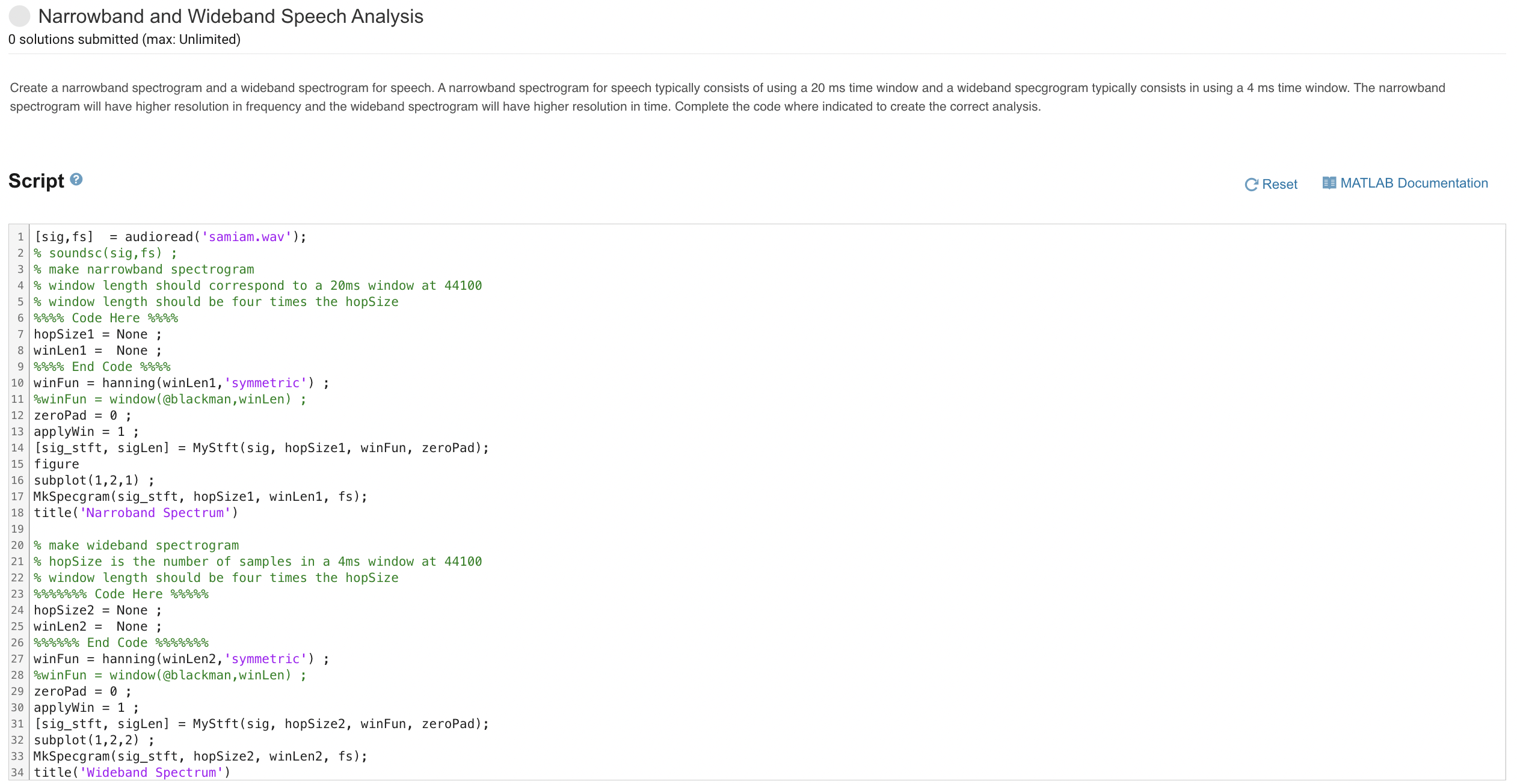 Narrowband and Wideband Speech Analysis 0 solutions | Chegg.com