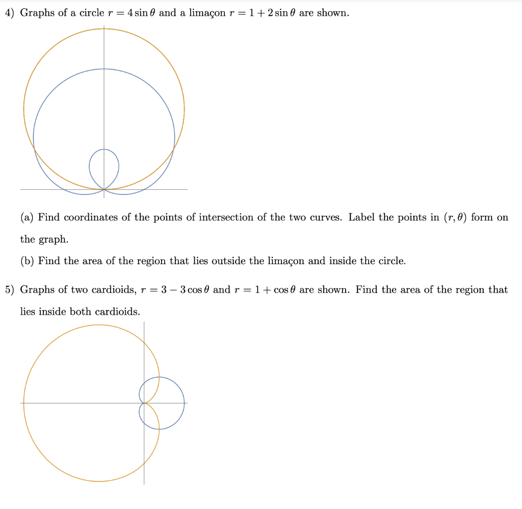 Solved 4) Graphs of a circle r = 4 sin 0 and a limaçon r=1+ | Chegg.com